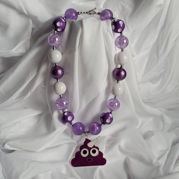 Jackie Sherwood | Accessories | New Purple Poop Unicorn Emoji Chunky ...